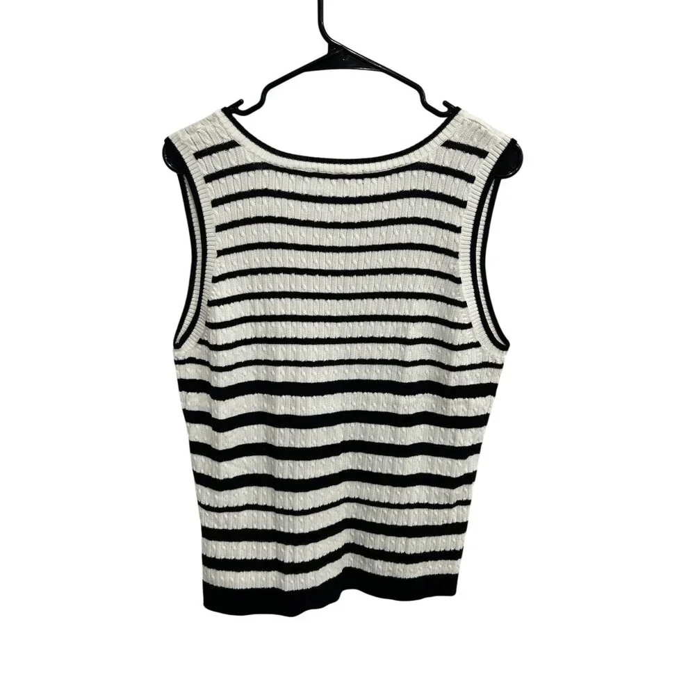 JEANNE PIERRE | Tops | Jeanne Pierre Black White Striped Knit Sweater ...